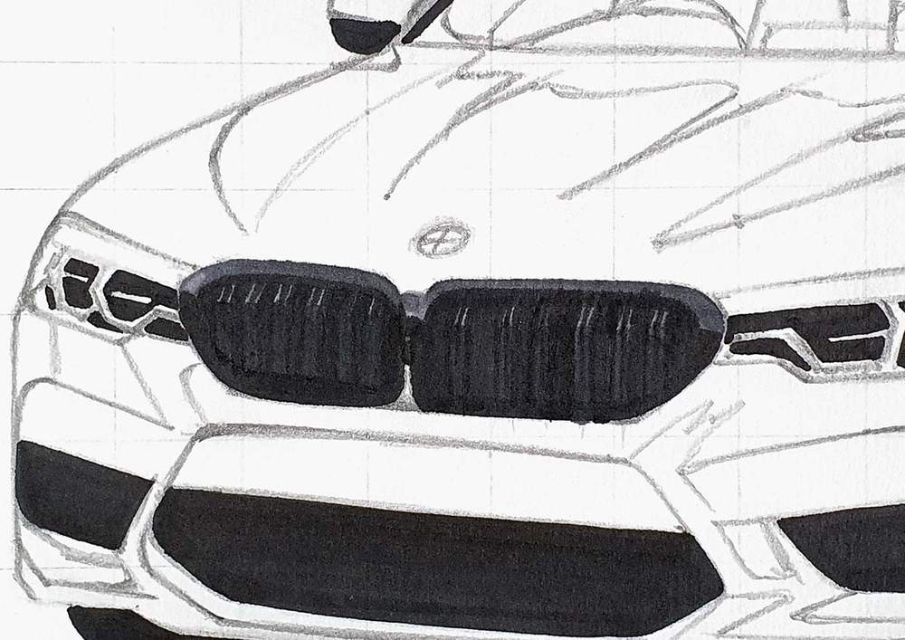 How To Draw A BMW M5 Competition - Realistic Step-By-Step Tutorial